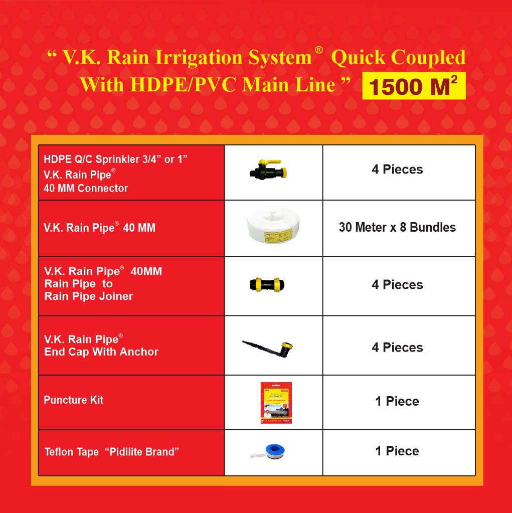 V.K. Rain Irrigation System Compatible with HDPE Sprinkler Quick ...